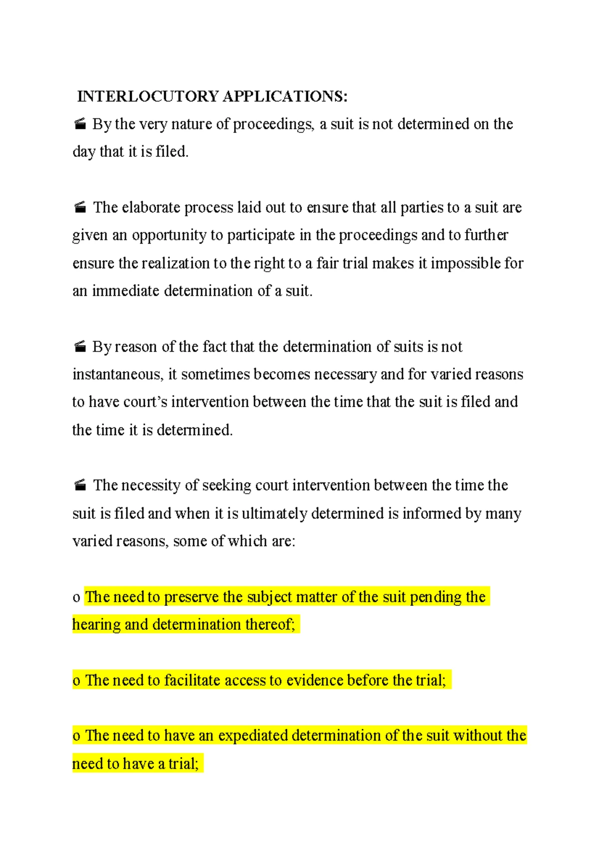 Interlocutory Applications in Civil Procedure - INTERLOCUTORY ...