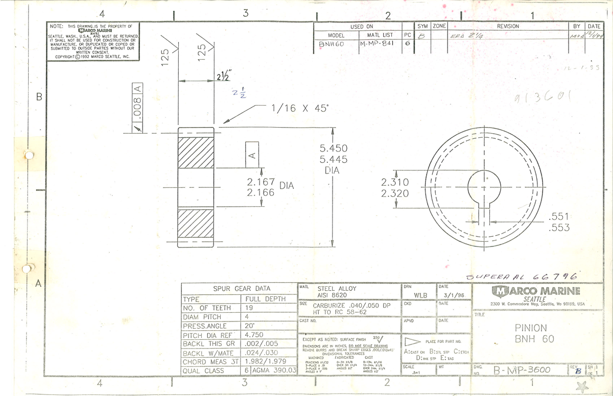 MP-3600 Pinion Revision B - Technical Drawing Details - Studocu
