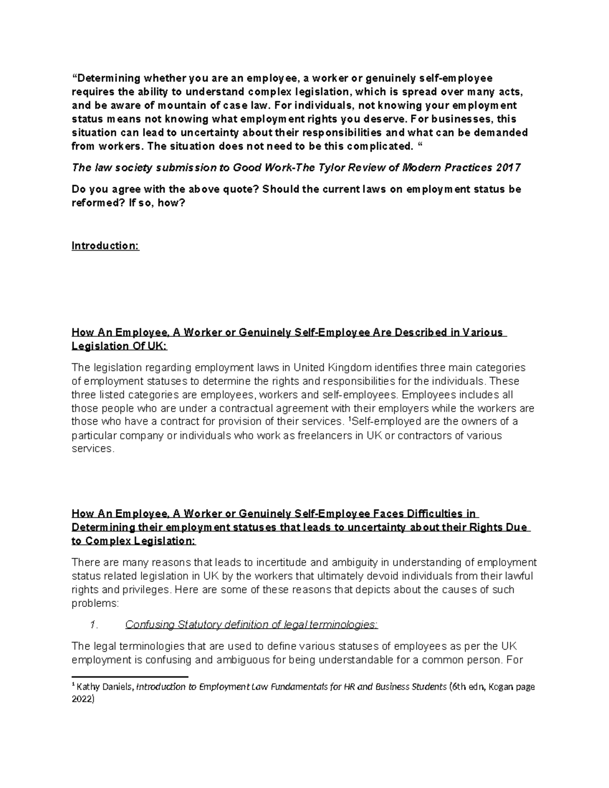 UK Employment Laws: Challenges of Status Identification and Reform ...