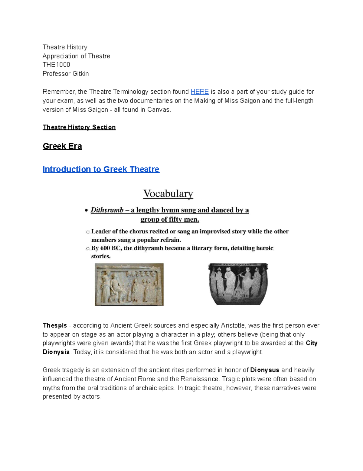 Theatre History: Appreciation of Theatre for Exam Prep - Studocu