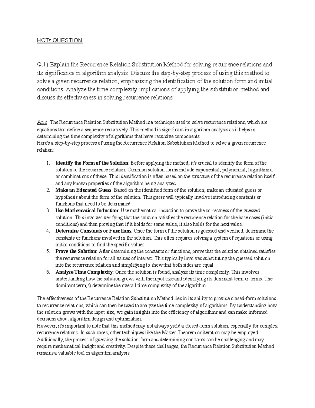 Algorithm Analysis: Recurrence Relations & Huffman Encoding Techniques - Studocu