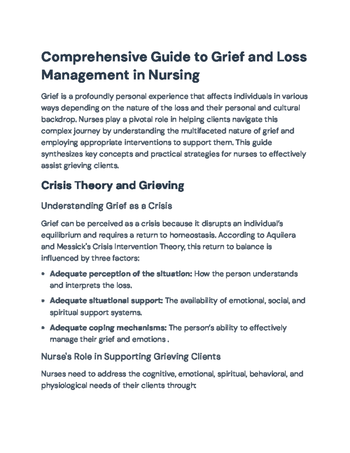 Comprehensive Guide to Grief and Loss Management in Nursing - Nurses ...