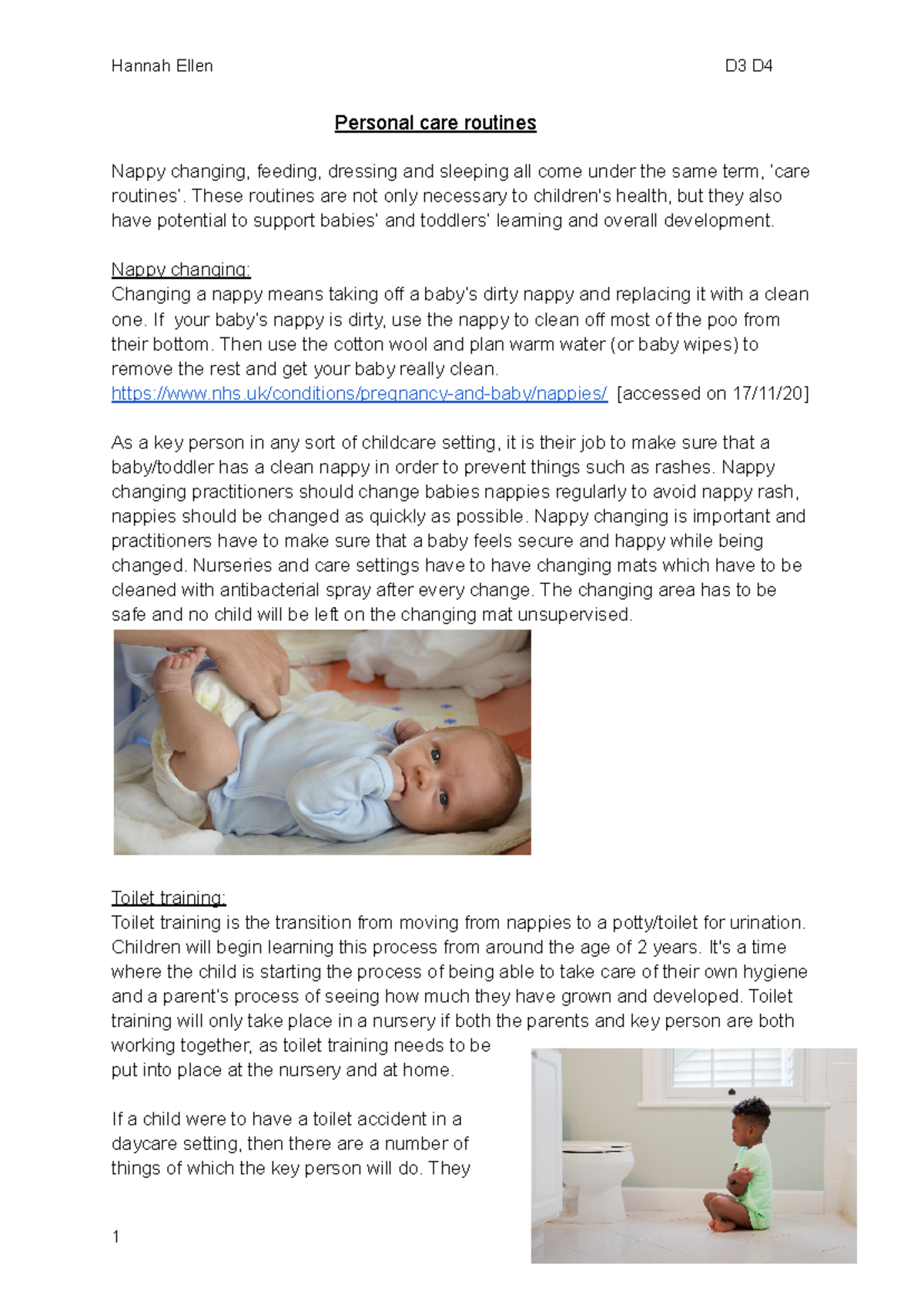 Personal Care Routines for Babies and Toddlers: A Guide - Studocu