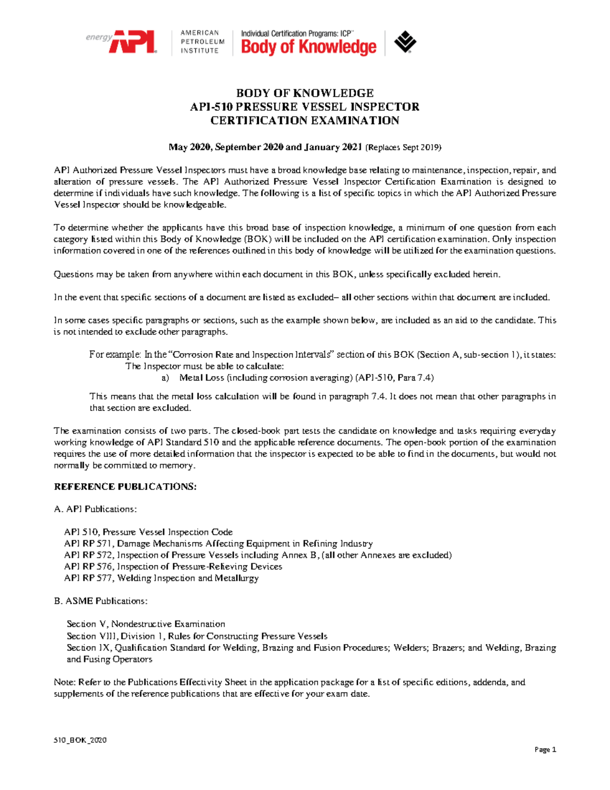 API 510 Body of Knowledge: Pressure Vessel Inspector Exam Guide - Studocu