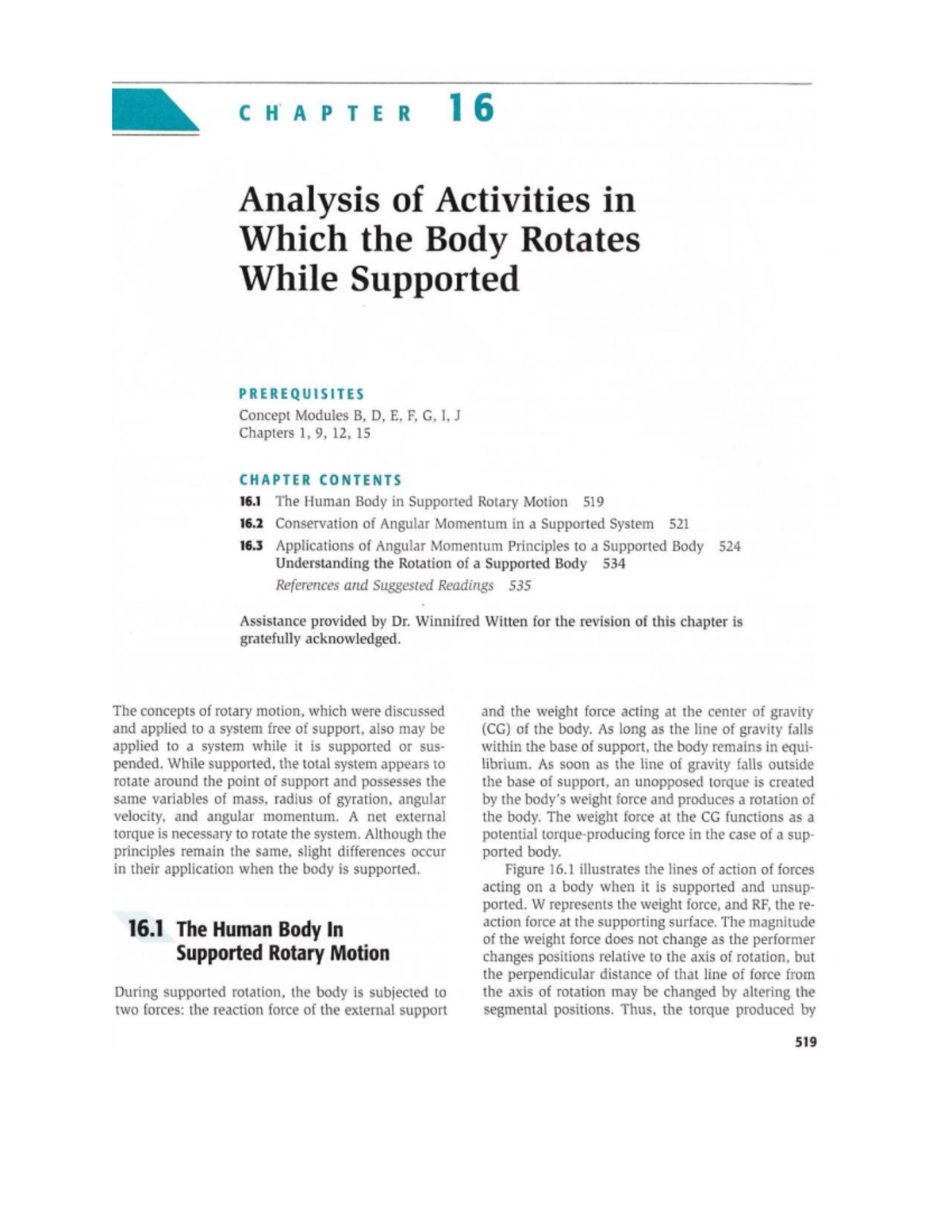 Chapter 16: Analysis of supported rotary motion in the human body - Studocu
