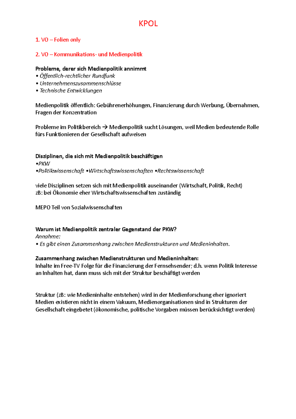 KPOL: Medienpolitik und ihre Herausforderungen in Gesellschaft und ...