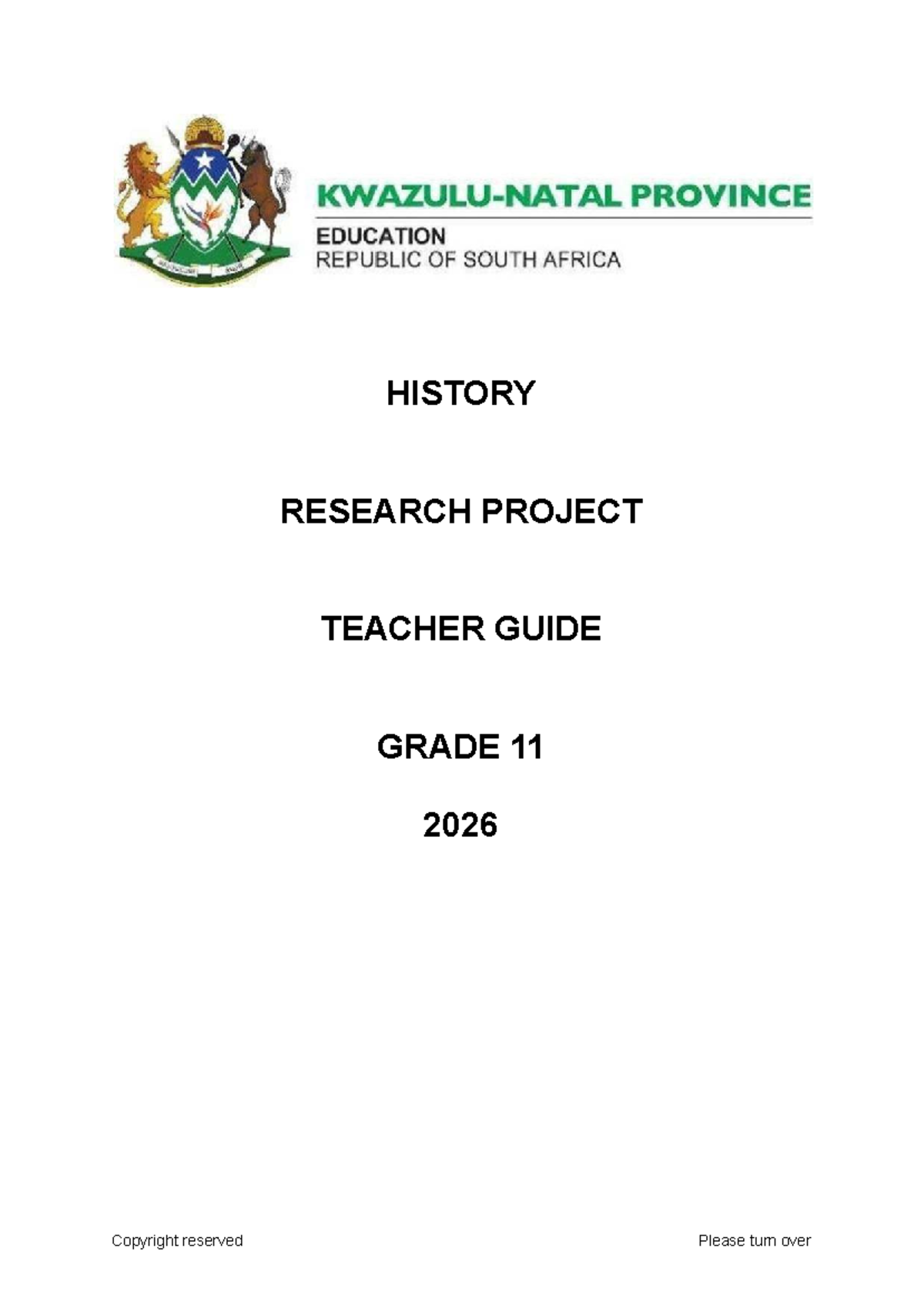 Grade 11 History Research Project Teacher Guide (2026) - Studocu