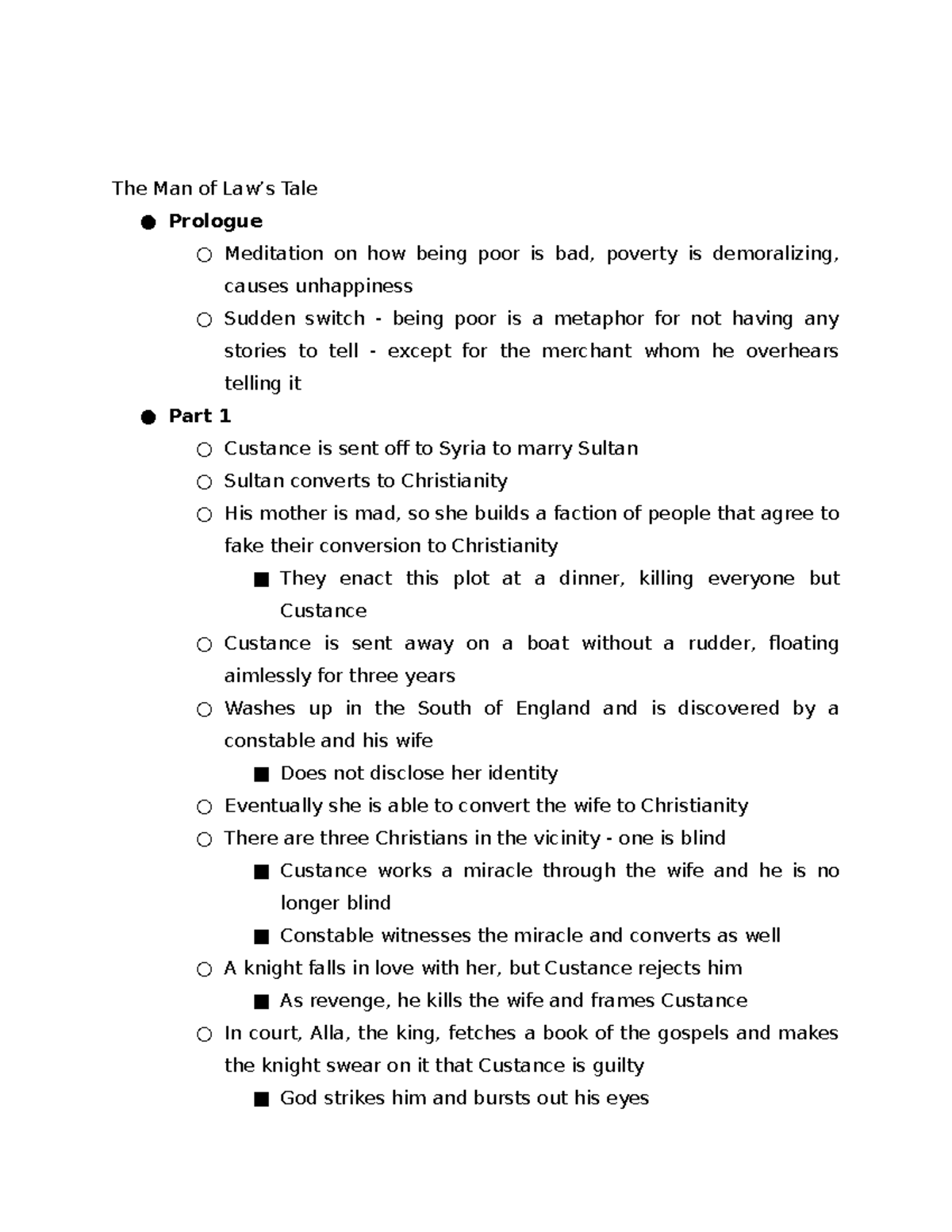 Class Lecture Notes - The Man of Law’s Tale Prologue Meditation on how ...