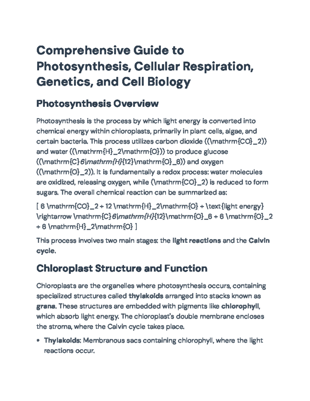 Comprehensive Overview of Genetics, Cell Biology, and Biochemistry ...