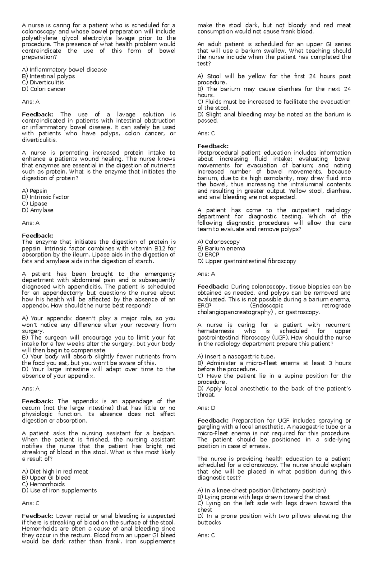 NP3 Sample Test 2 - TEST III - Care of Clients with Physiologic and ...