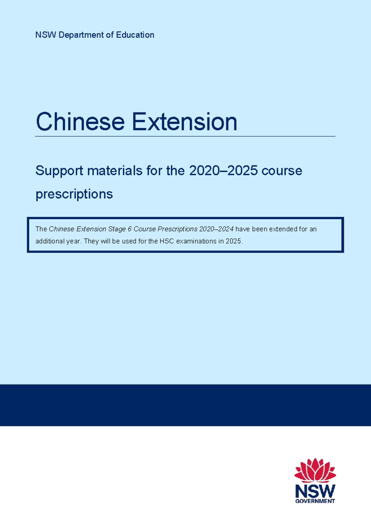 Chinese Extension Stage 6 Support Materials for HSC 2025 - Studocu