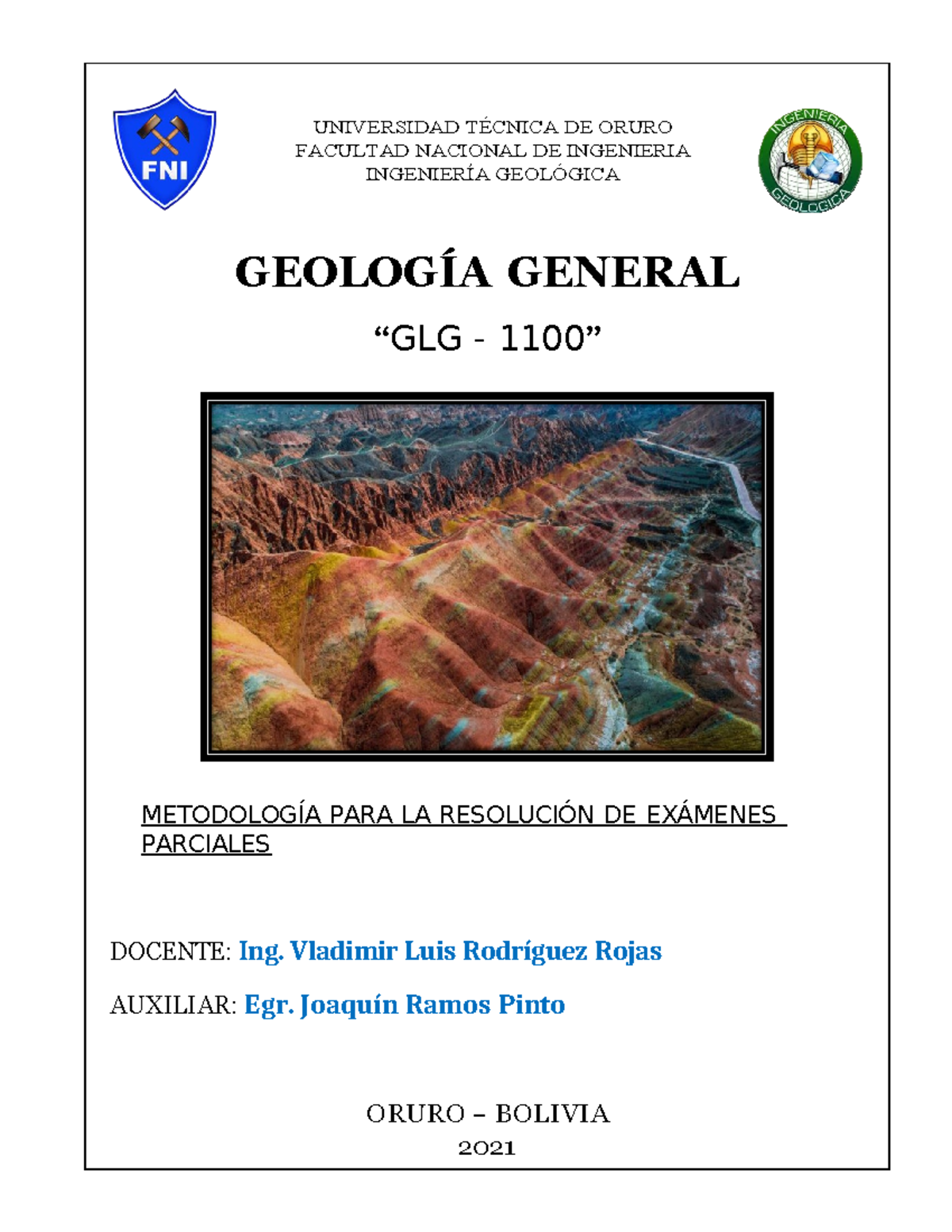 Geologia - FACULTAD NACIONAL DE INGENIERIA INGENIERÍA GEOLÓGICA ...