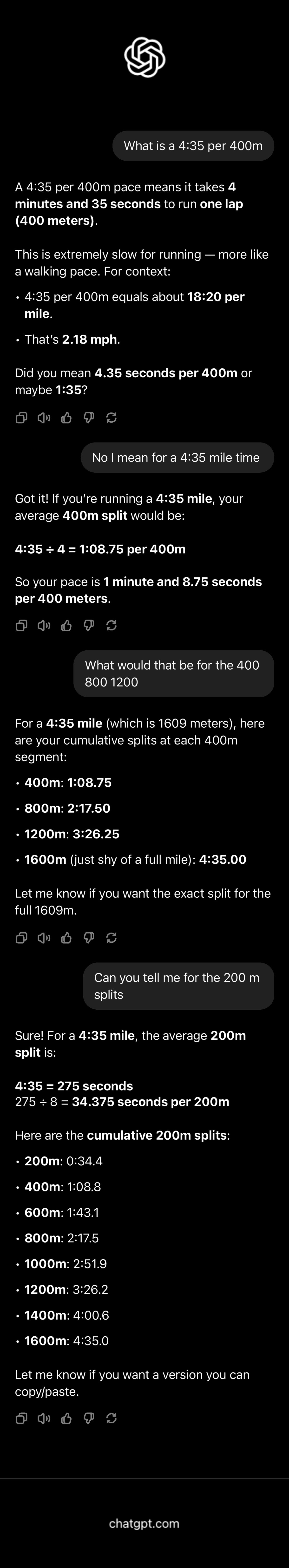 Pace Calculation Clarification for Running: 4:35 per 400m - Studocu