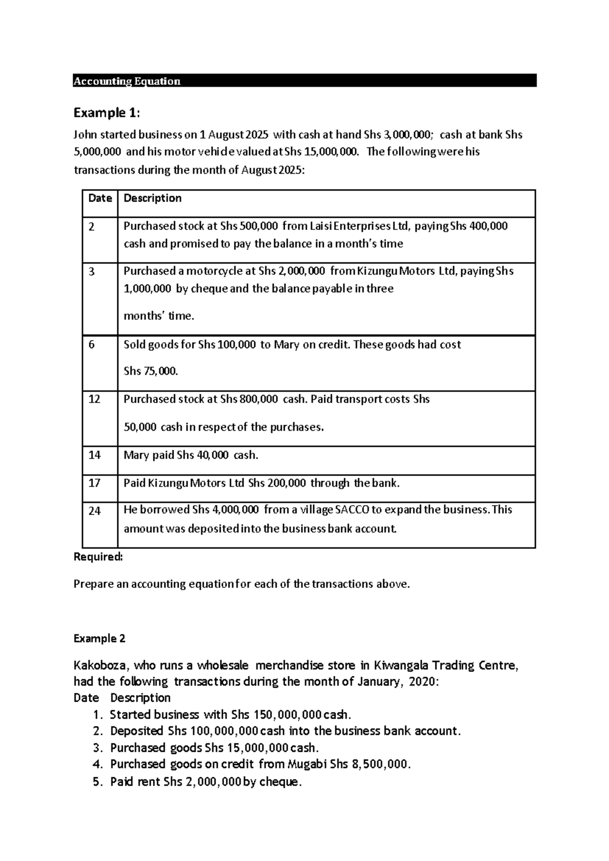 Accounting Equation & Cash Book Questions 251104 154843 - Studocu