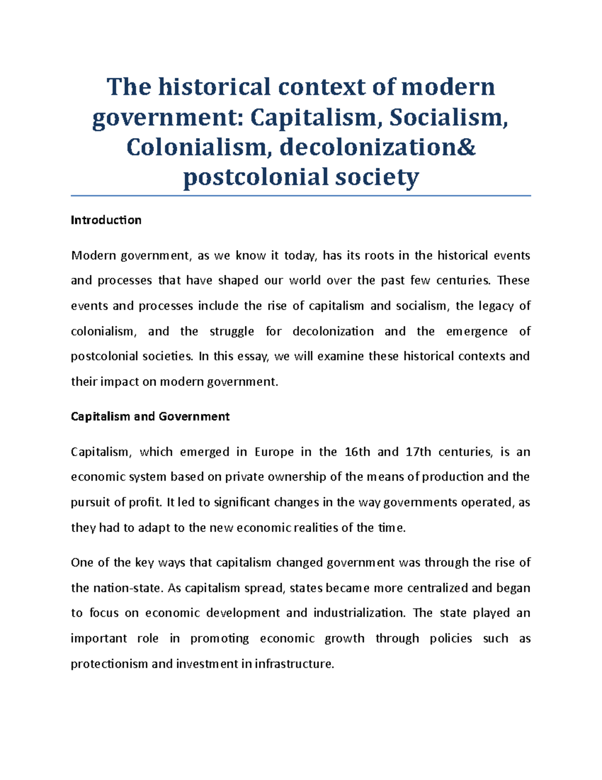 The historical context of modern government - The historical context of ...