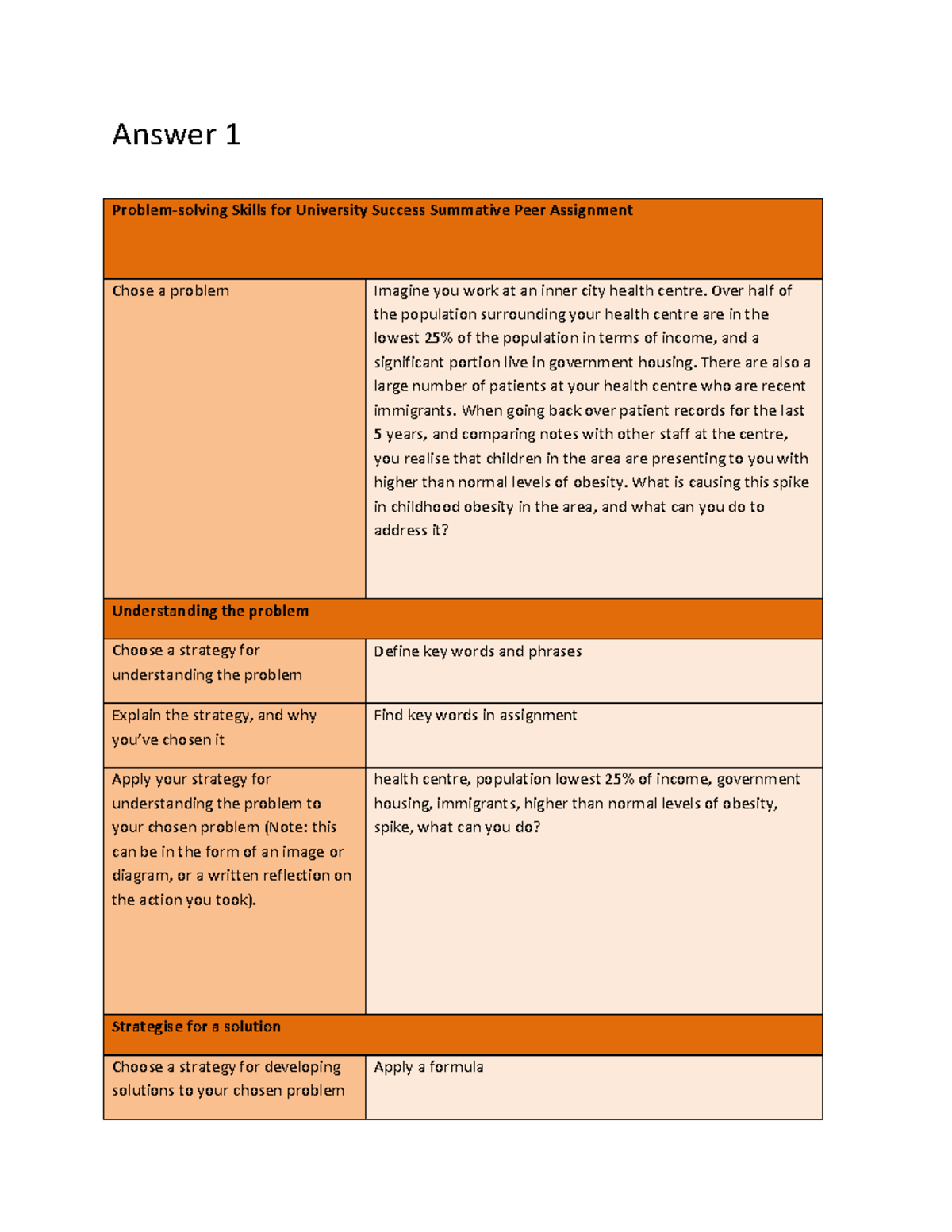 Answer 1 - good - Answer 1 Problem-solving Skills for University ...