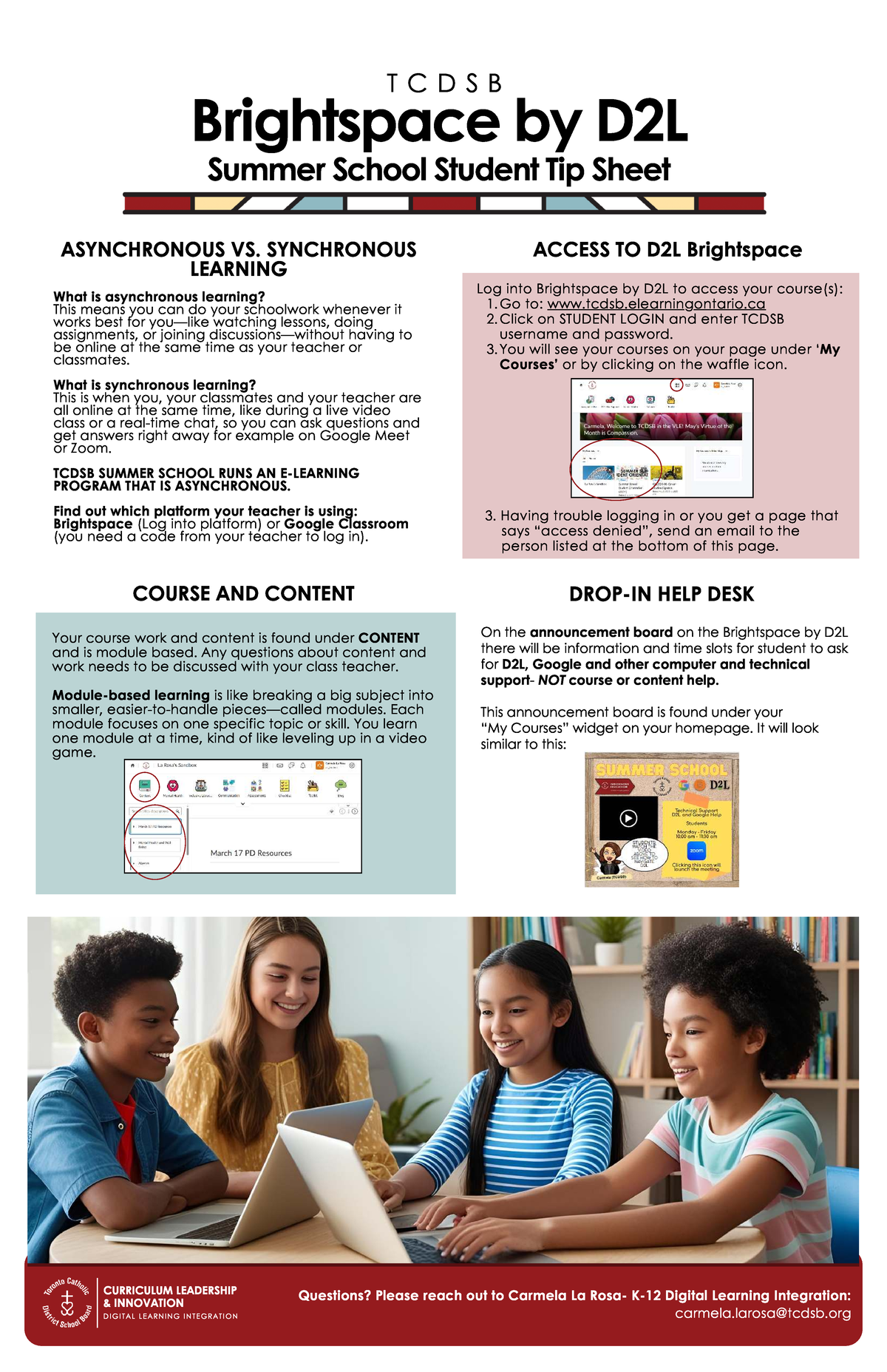 TCDSB Summer School Brightspace Student Tip Sheet: Asynchronous vs ...