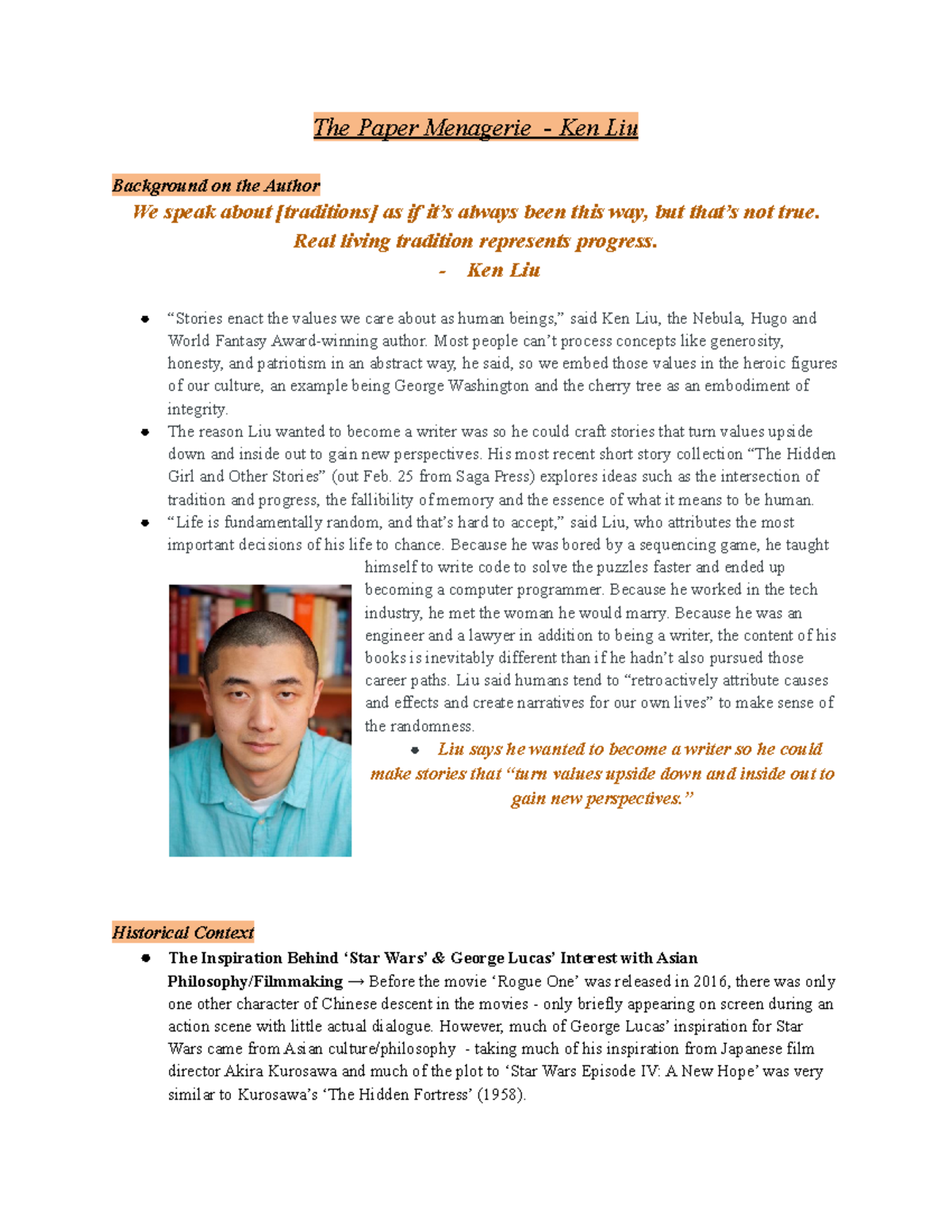 'ENG 215: The Paper Menagerie - Detailed Story Analysis Notes' - Studocu