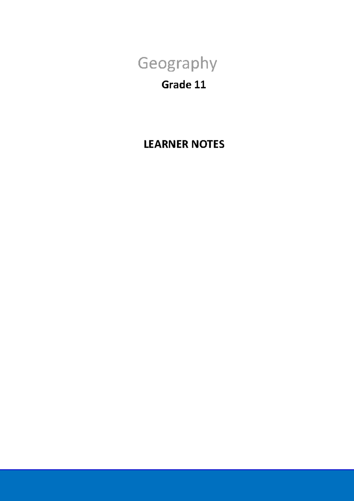 Grade 11 Geography Study Guide: Resources, Energy & Skills Summary ...