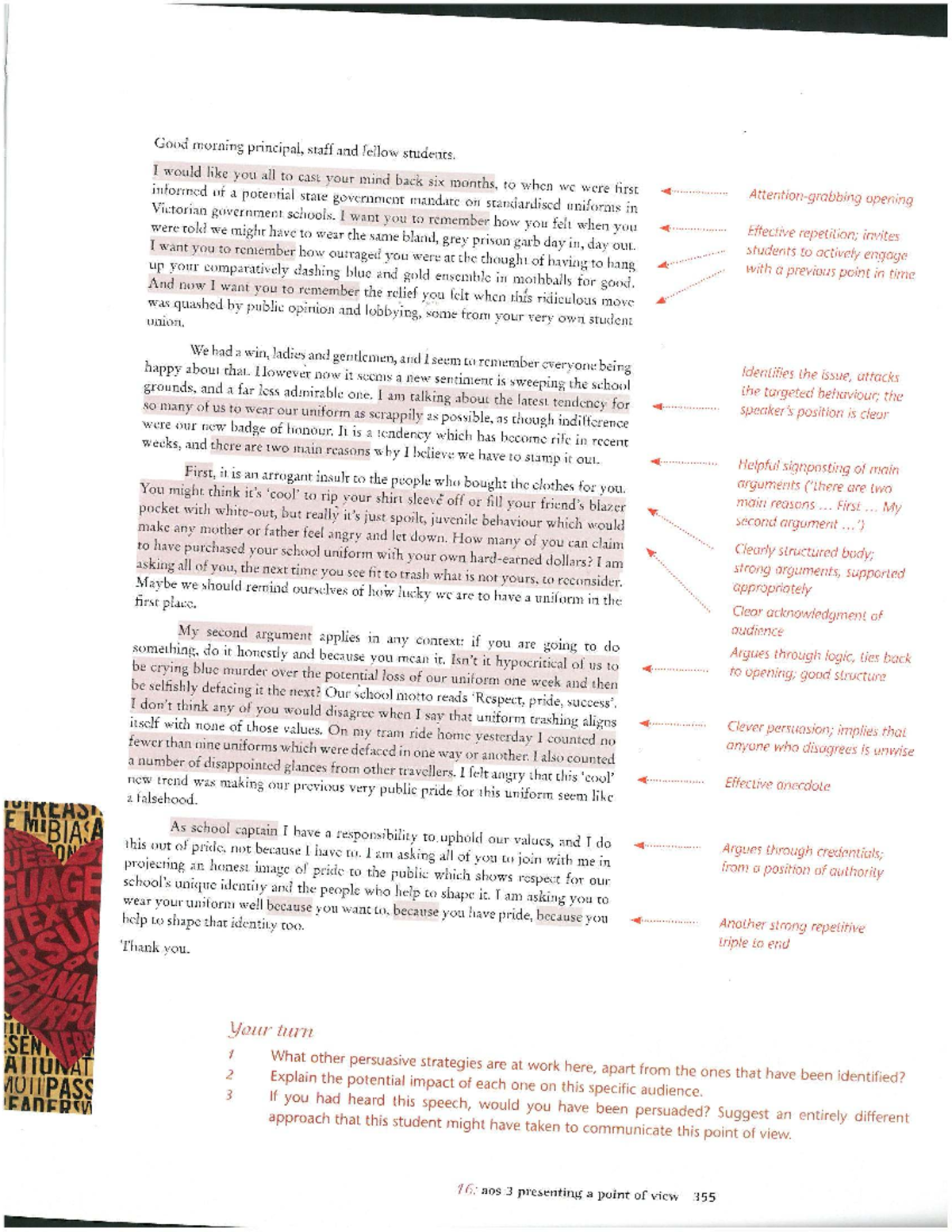 12 Oral Sample Annotated Speech on School Uniforms - Studocu