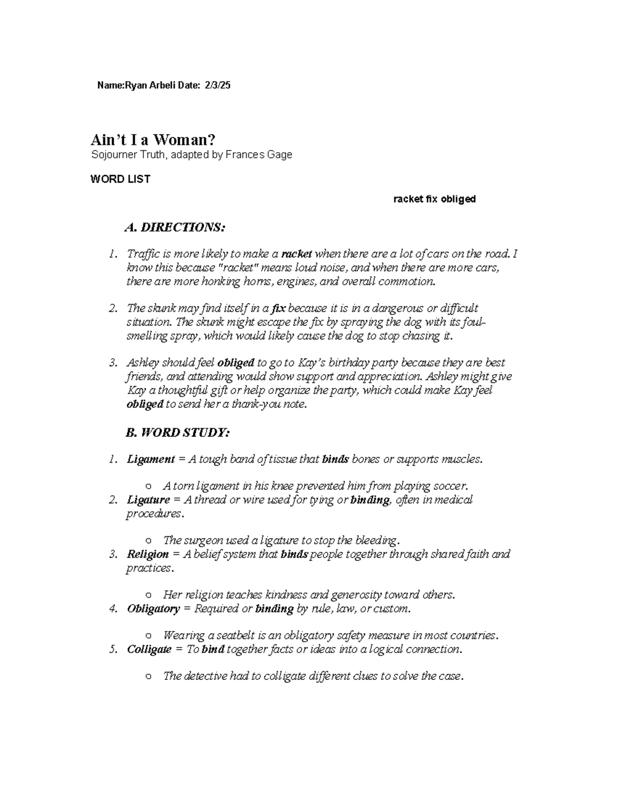 Concept Vocabulary and Word Study (PDF) - Name:Ryan Arbeli Date: 2/3/2 ...