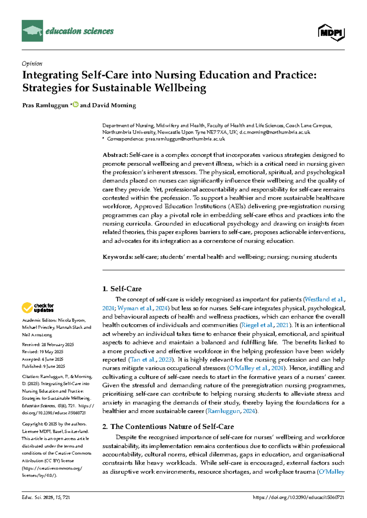 Integrating Self-Care in Nursing Education: Strategies for Wellbeing ...