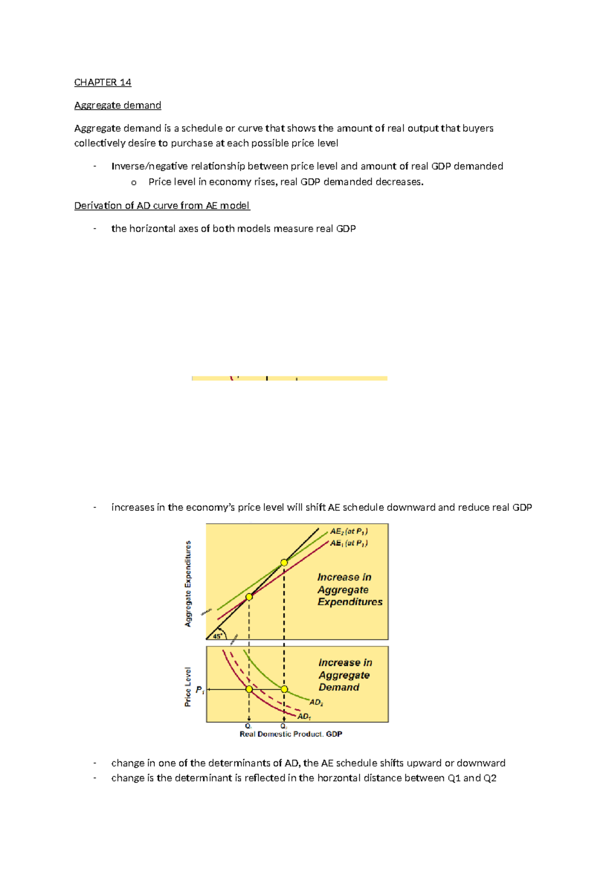 Chapter 14 - Aggregate Demand Summary (Econ 101) - Studocu
