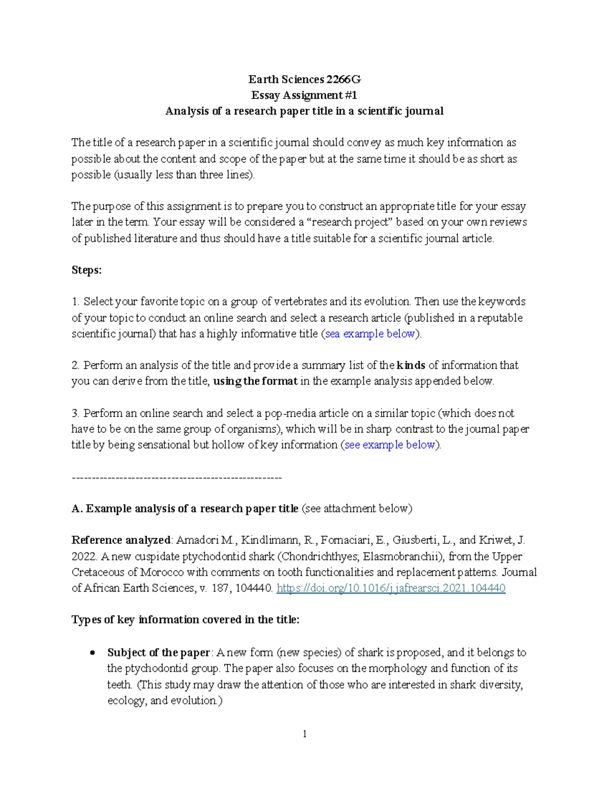 Earth Sciences 2266G Essay Assignment: Analyzing Research Paper Titles ...
