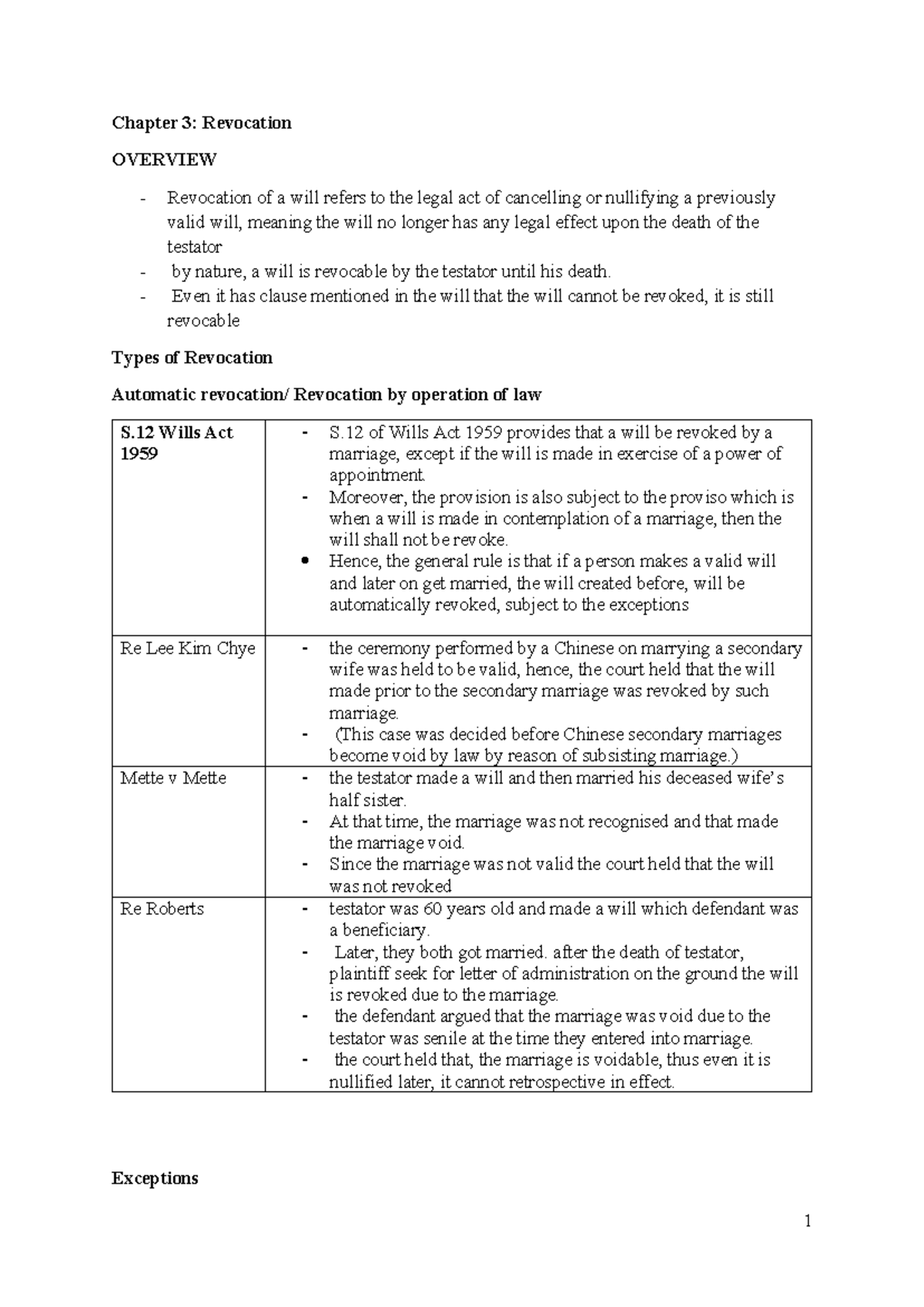 Chapter 3: Revocation of Wills - Key Concepts and Legal Principles ...