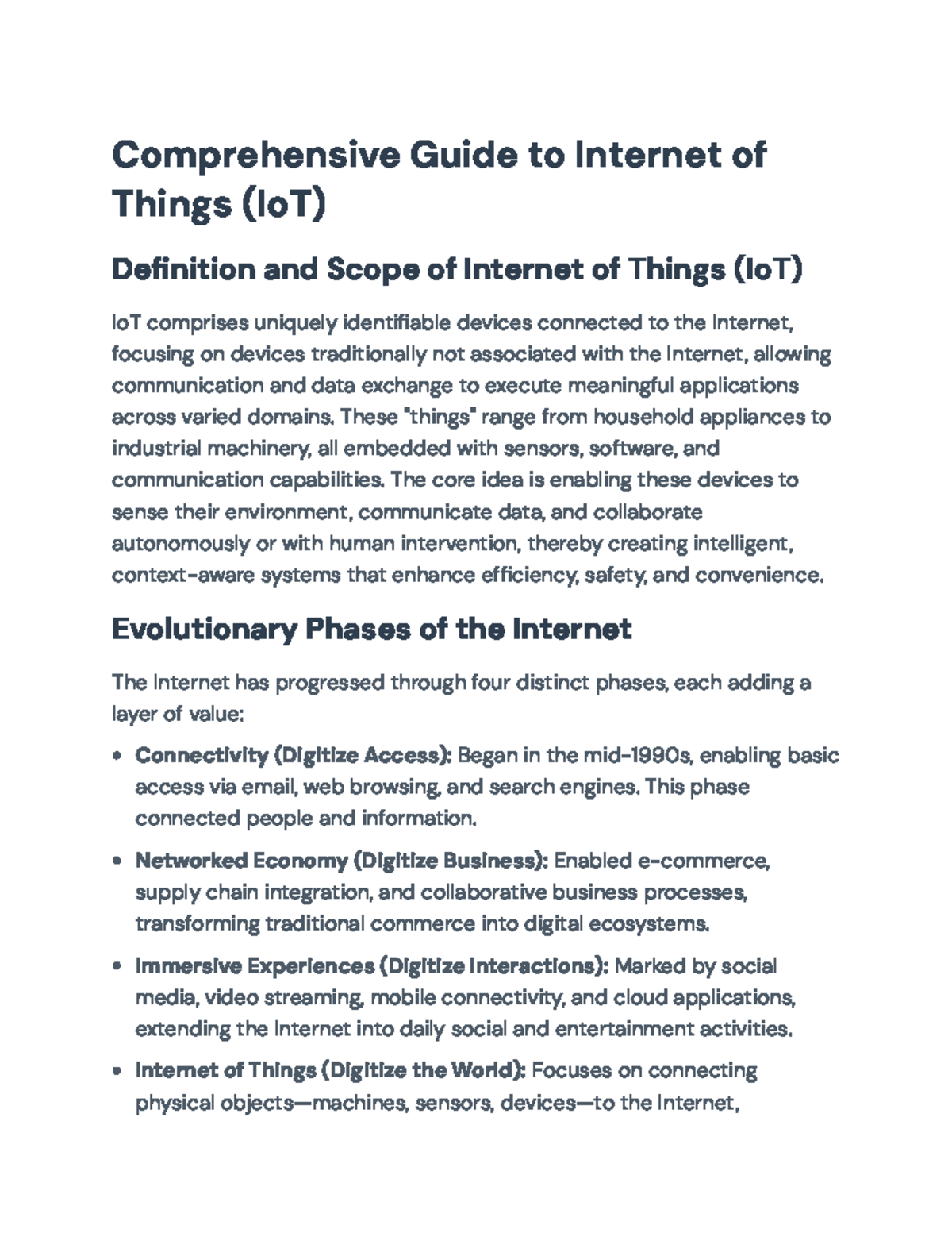 Comprehensive Guide to IoT: Definition, Phases, and Applications - Studocu