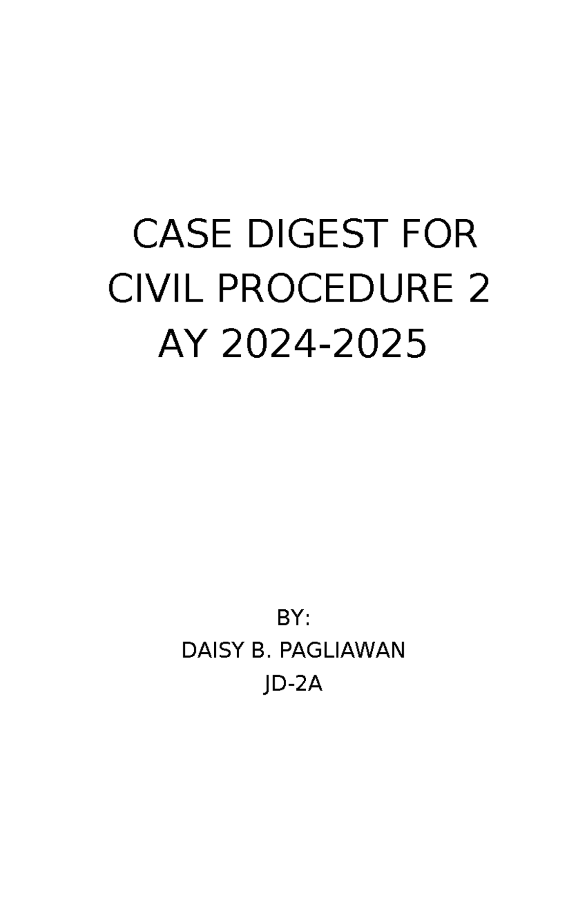 Civ Pro - Comprehensive Case Digest for AY 2024 - Studocu