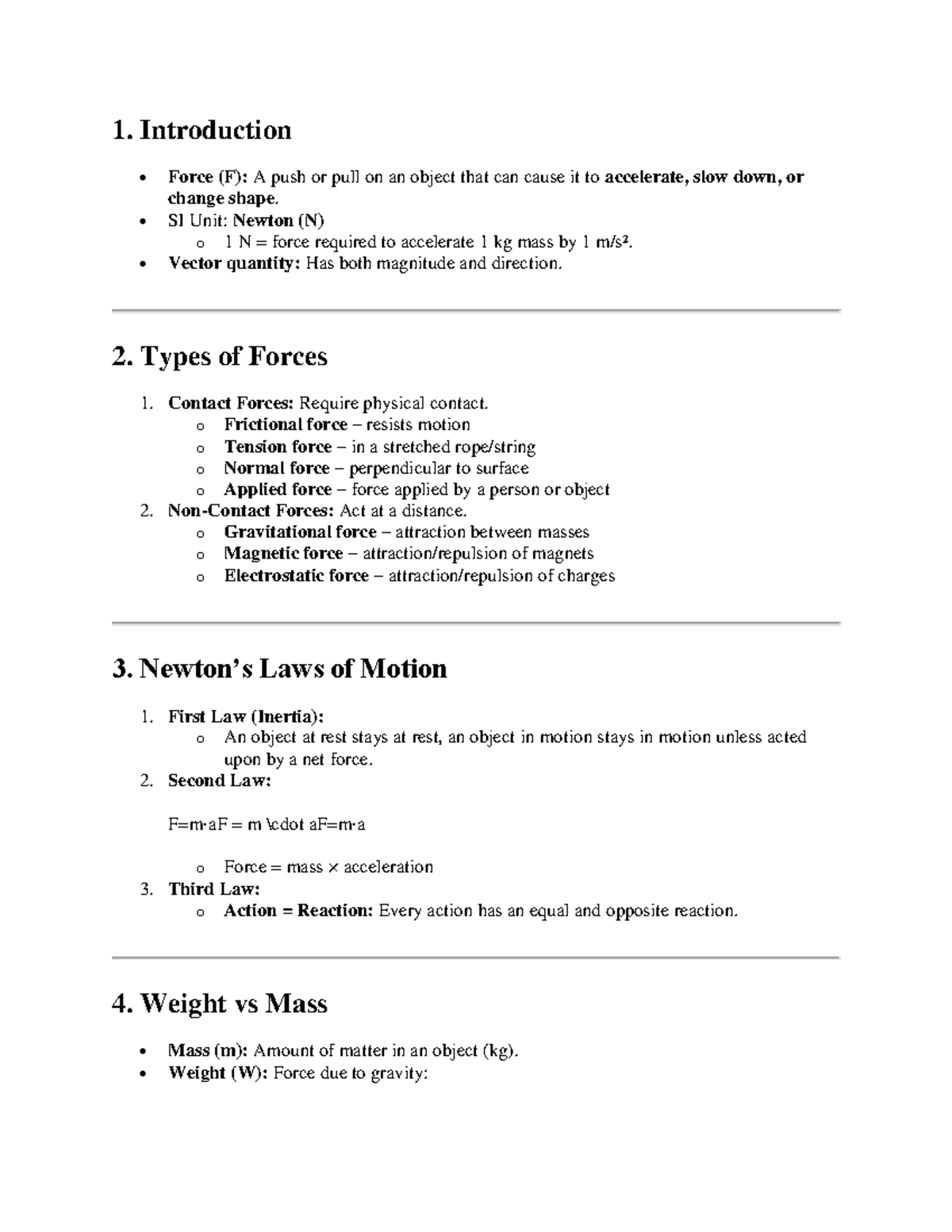 Physics 101: Introduction to Forces and Laws of Motion - Studocu