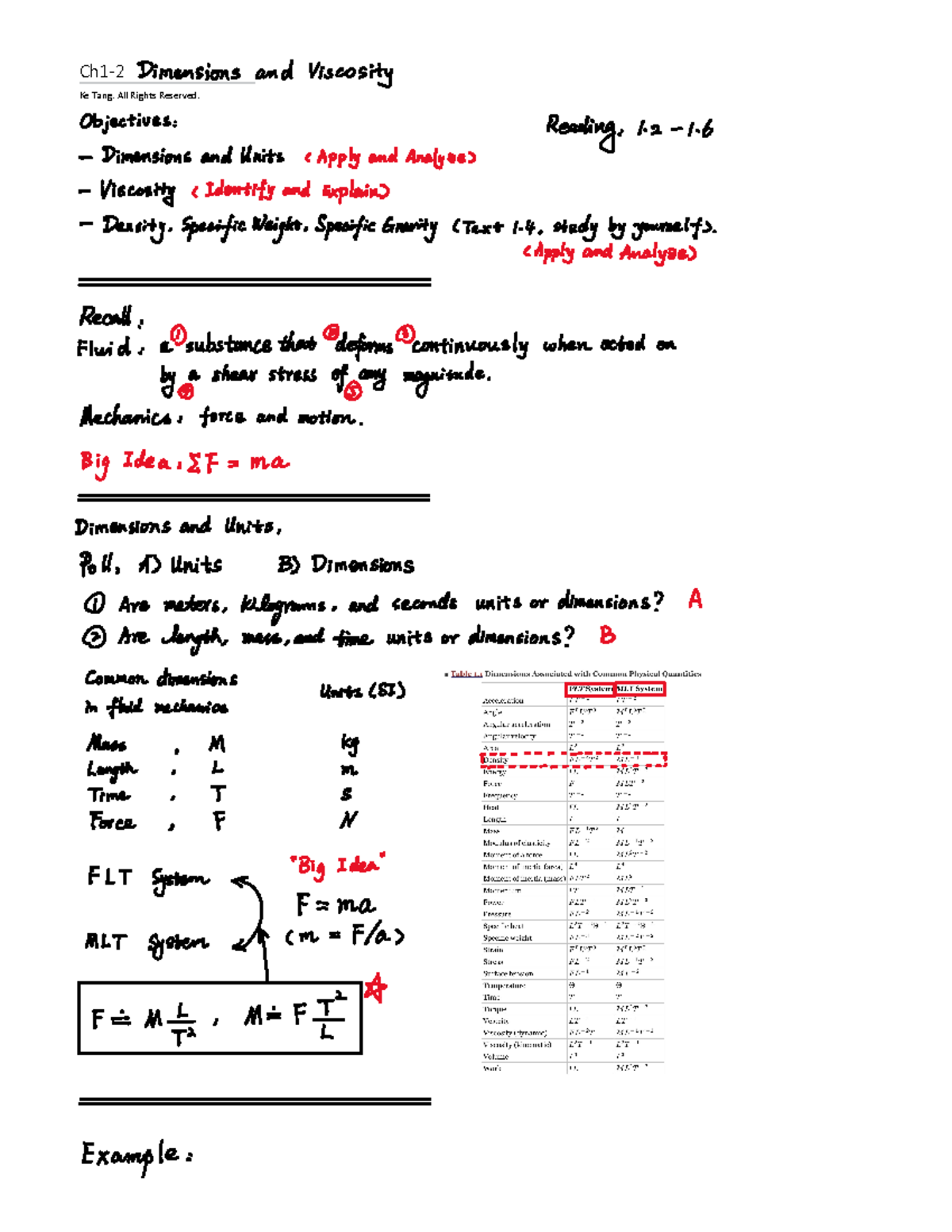 Ch1-2 Dimensions and Viscosity: Key Concepts and Applications - Studocu