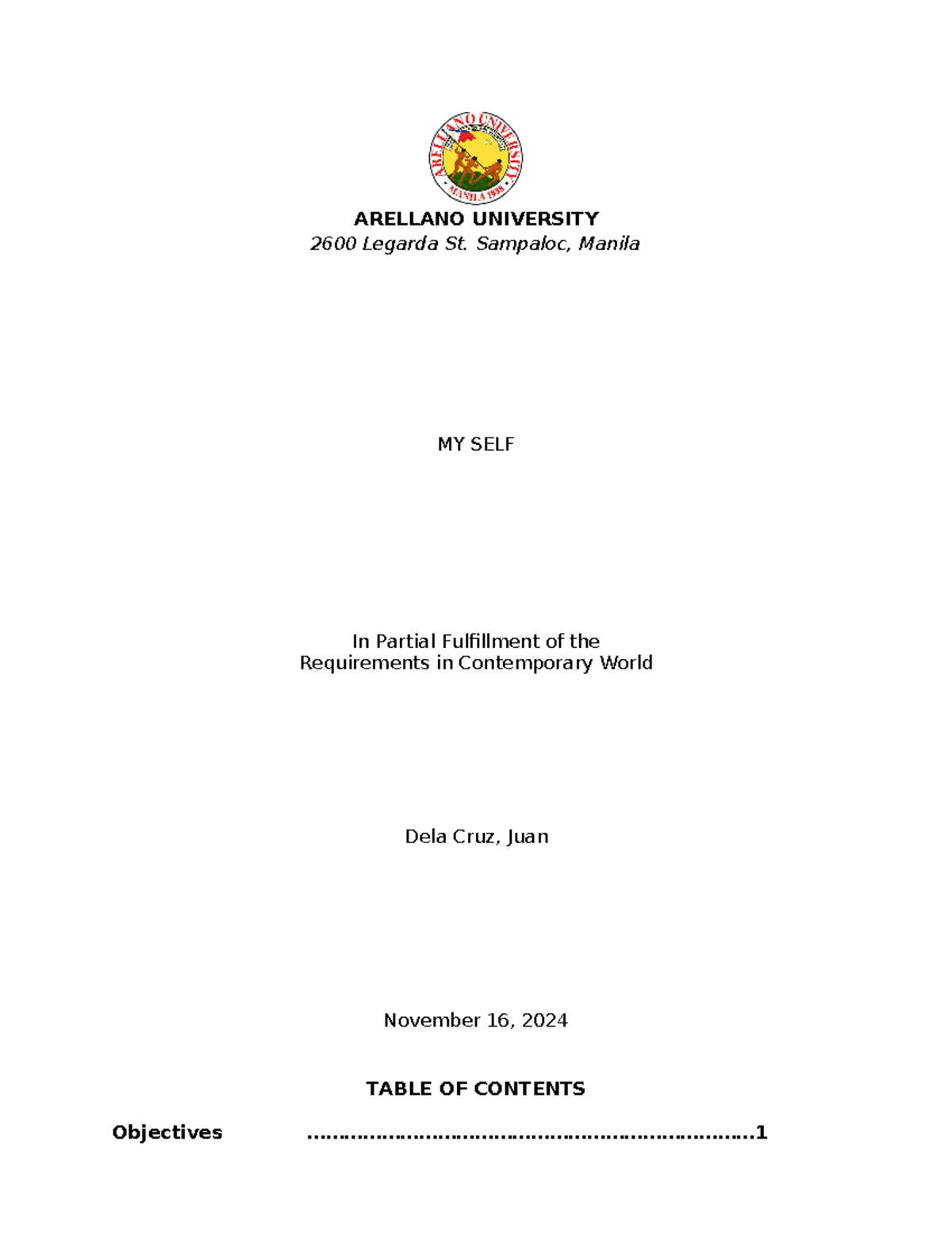 UTS FULL Example OF Final Requirement - ARELLANO UNIVERSITY 2600 ...