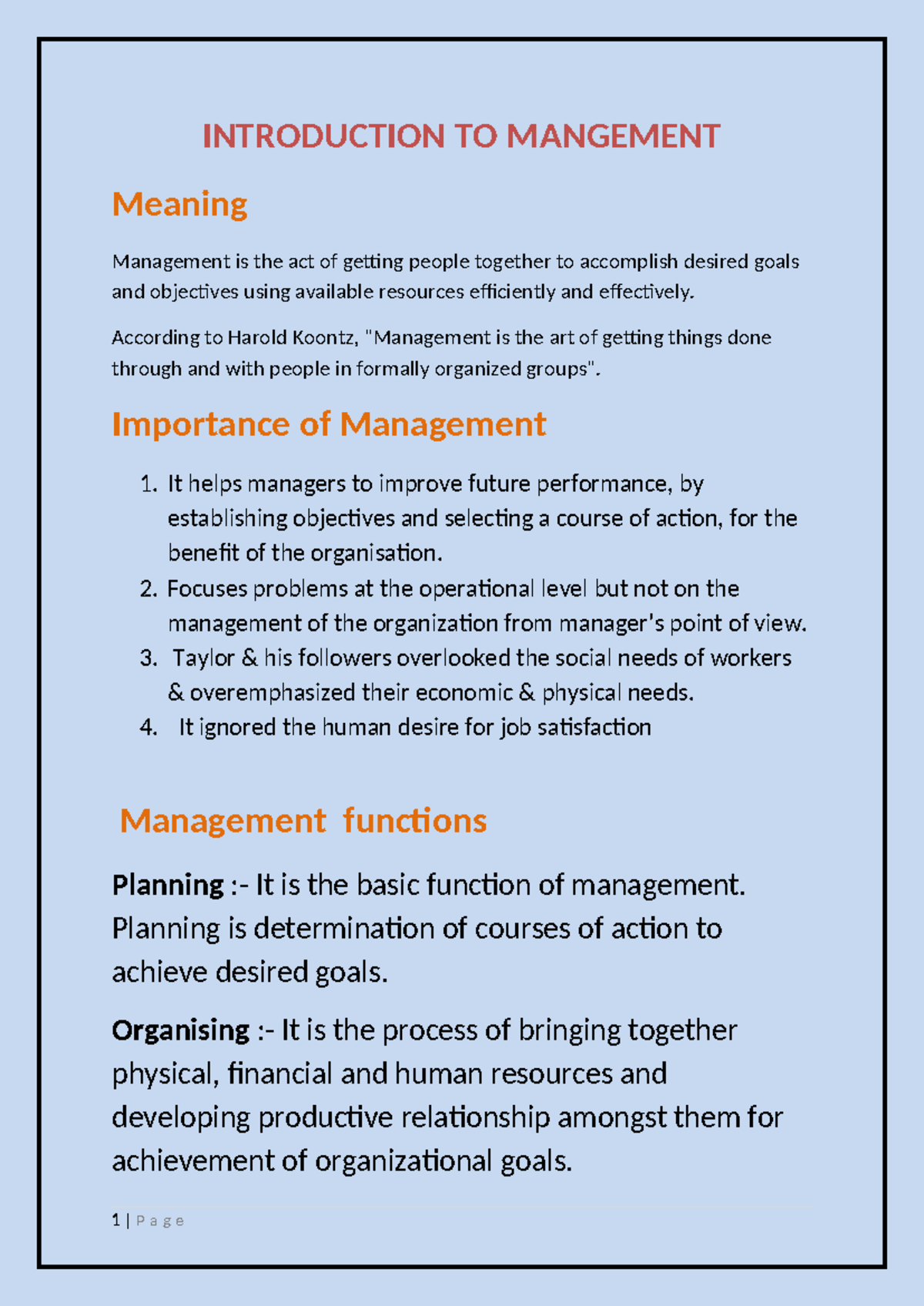 POM Unit 1 - Introduction to Management Concepts Under NEP 2020 - Studocu