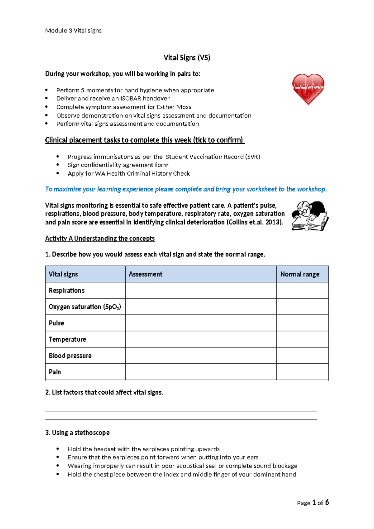 M3 Vital Signs Assessment Worksheet for Clinical Practice 2023-1 - Studocu