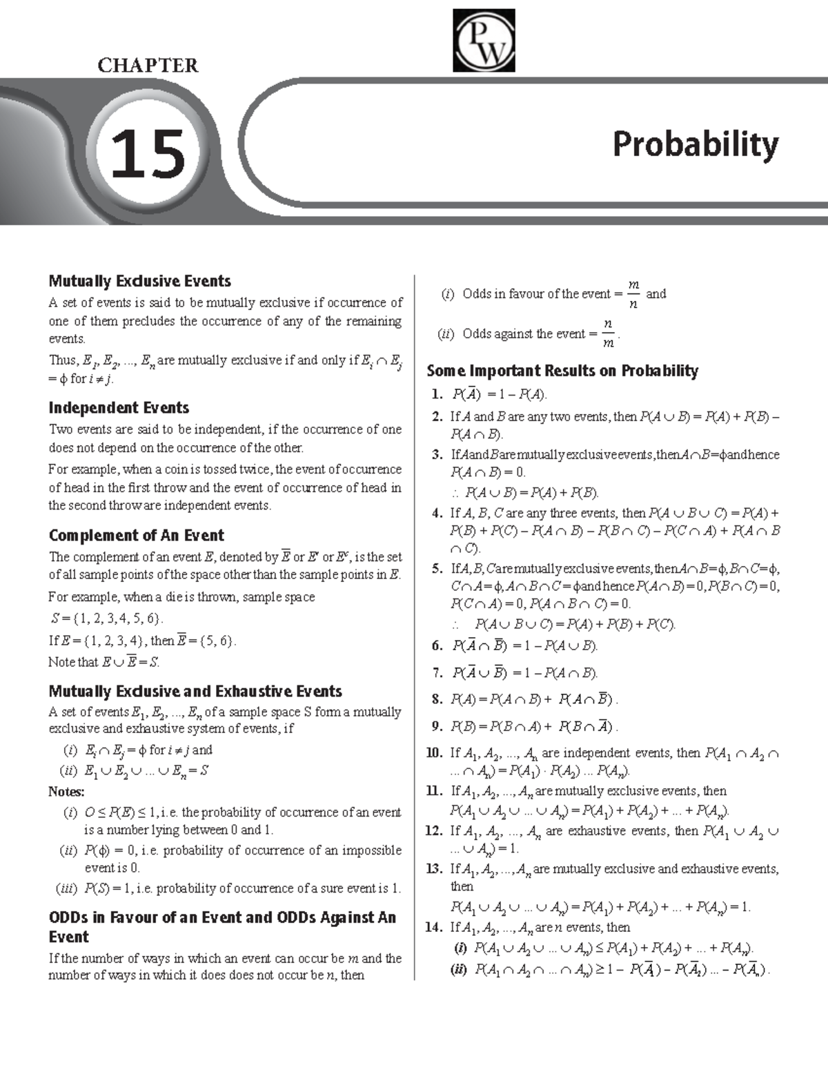 Probability Chapter 15: Key Notes on Events and Their Properties - Studocu