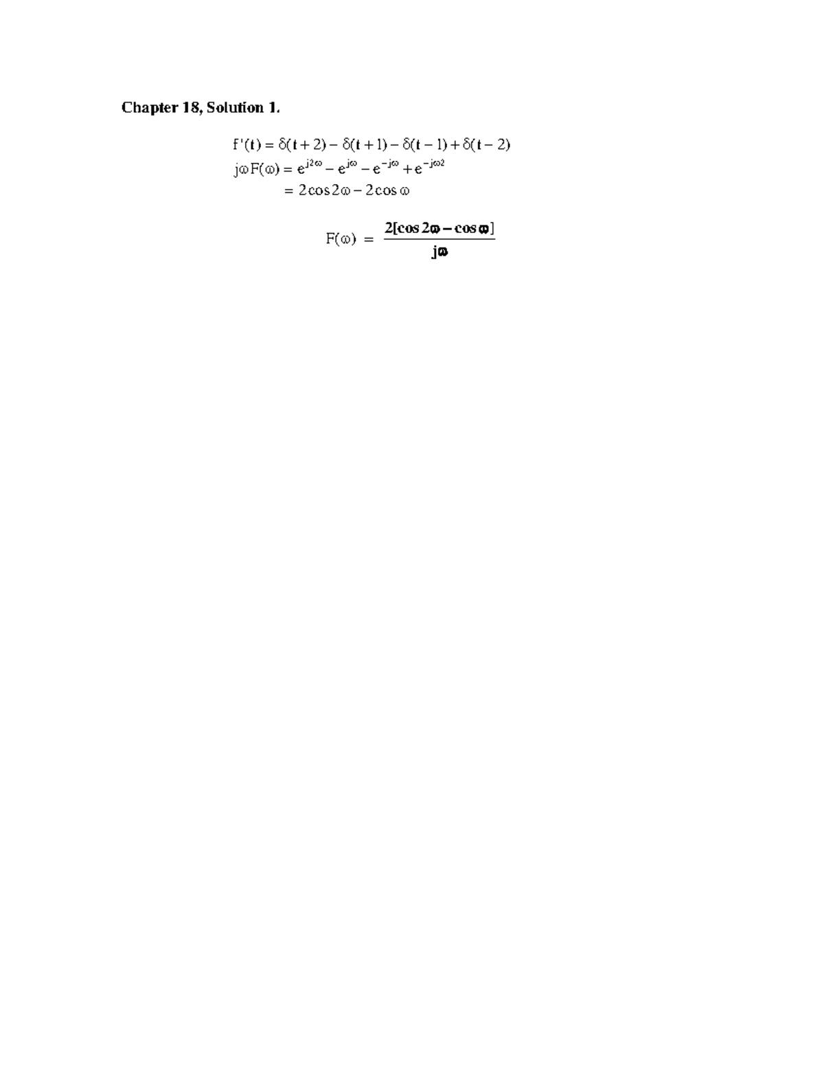 회로이론 Chapter 18: Fourier Transform Solutions and Problems - Studocu