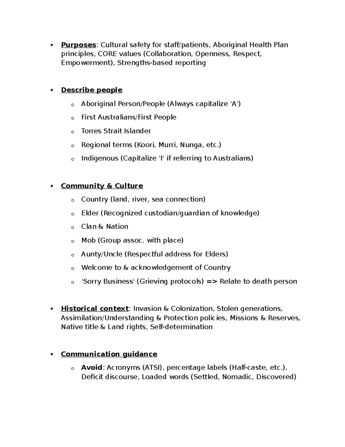 Aboriginal Health Overview: Cultural Safety & CORE Values Principles ...