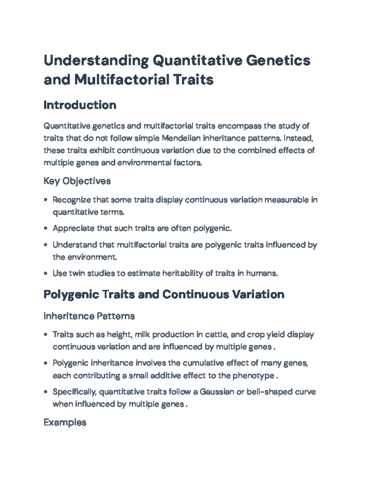Understanding Quantitative Genetics and Multifactorial Traits (BIO101) - Understanding ...