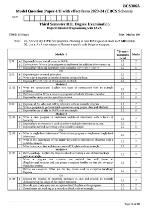 BCS503 model set 1 paper - BCS Page 01 of 02 Model Question Paper- 1 with effect from 2022 - 23 ...