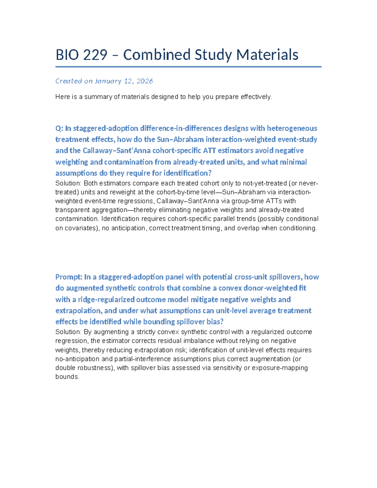 BIO 229 Comprehensive Study Guide for Effective Exam Preparation - Studocu