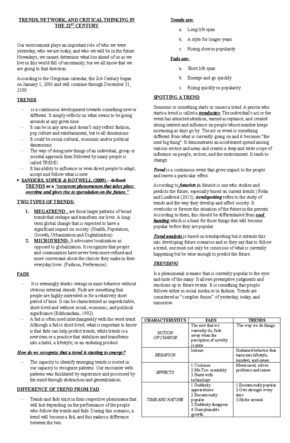 TNCT - Midterm Trends, Fads, and Critical Thinking Analysis - Studocu