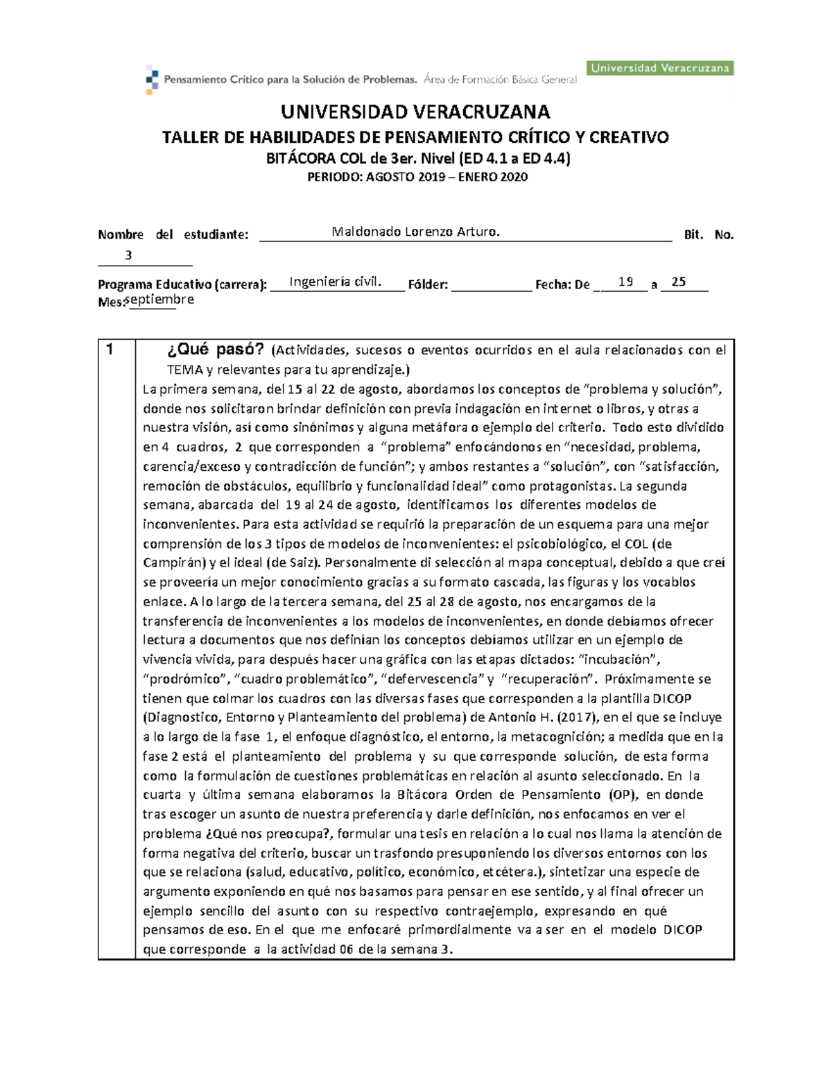 Bitácora COL 3er Nivel: Reflexiones y Metacognición en el Proceso ...