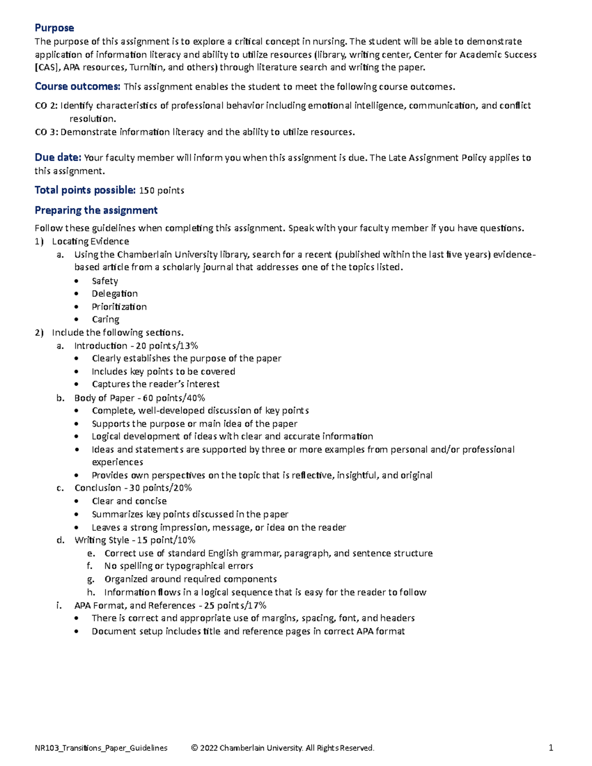 WK6 NR103 Transition to the Nursing Profession Transitions Paper ...