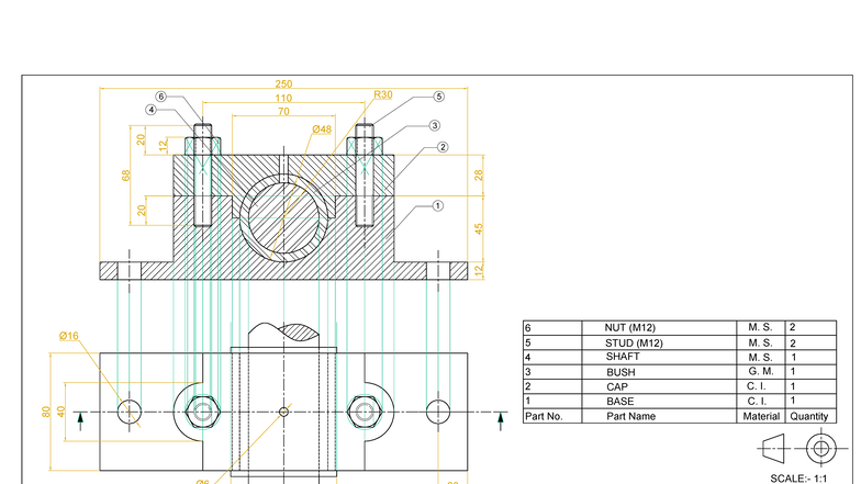 Engineering Drawing for ME 250: Full Sectional Views and Details - Studocu