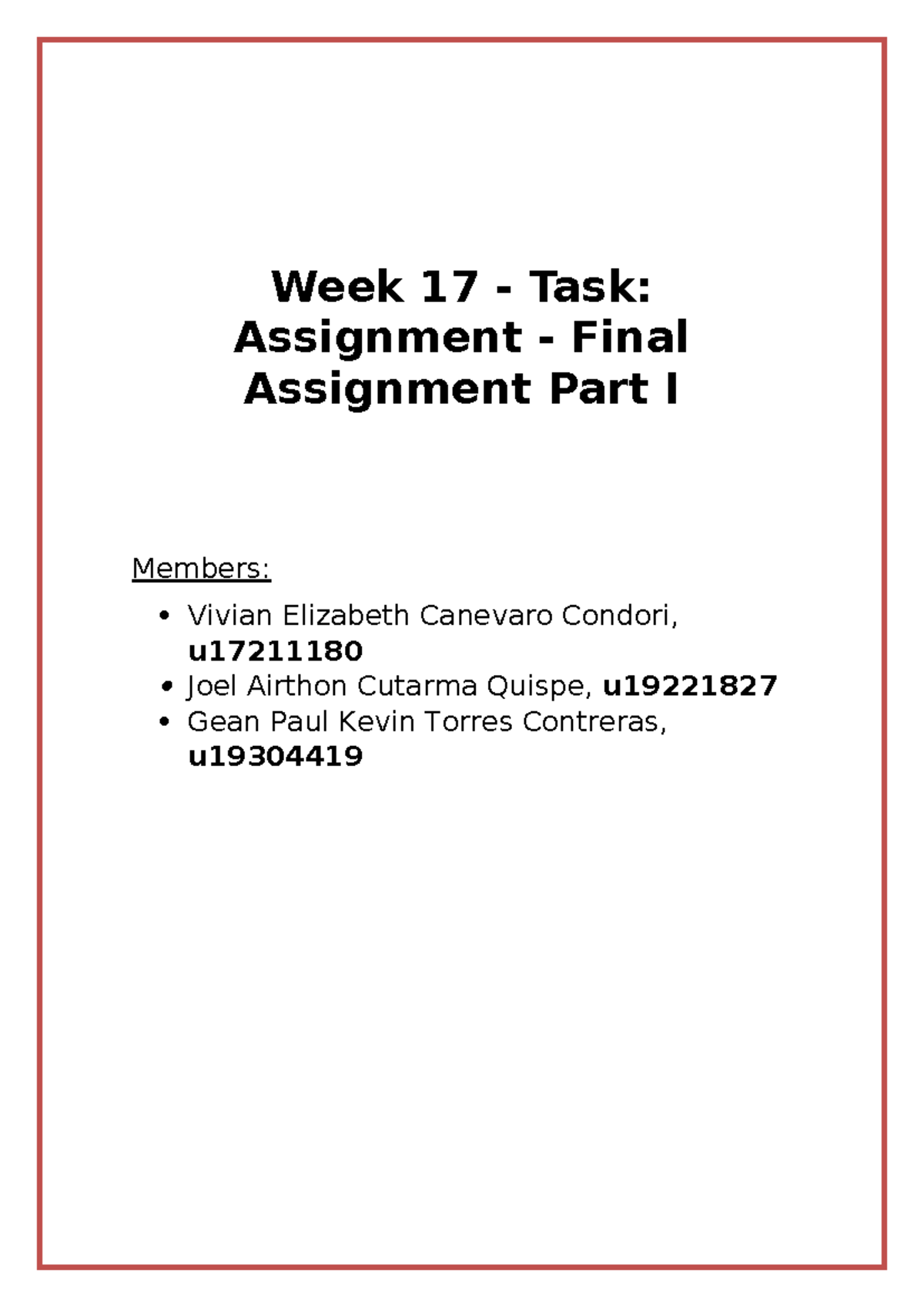 Task Assignment Final Assignment Part I - Ingles II - Week 17 - Task ...