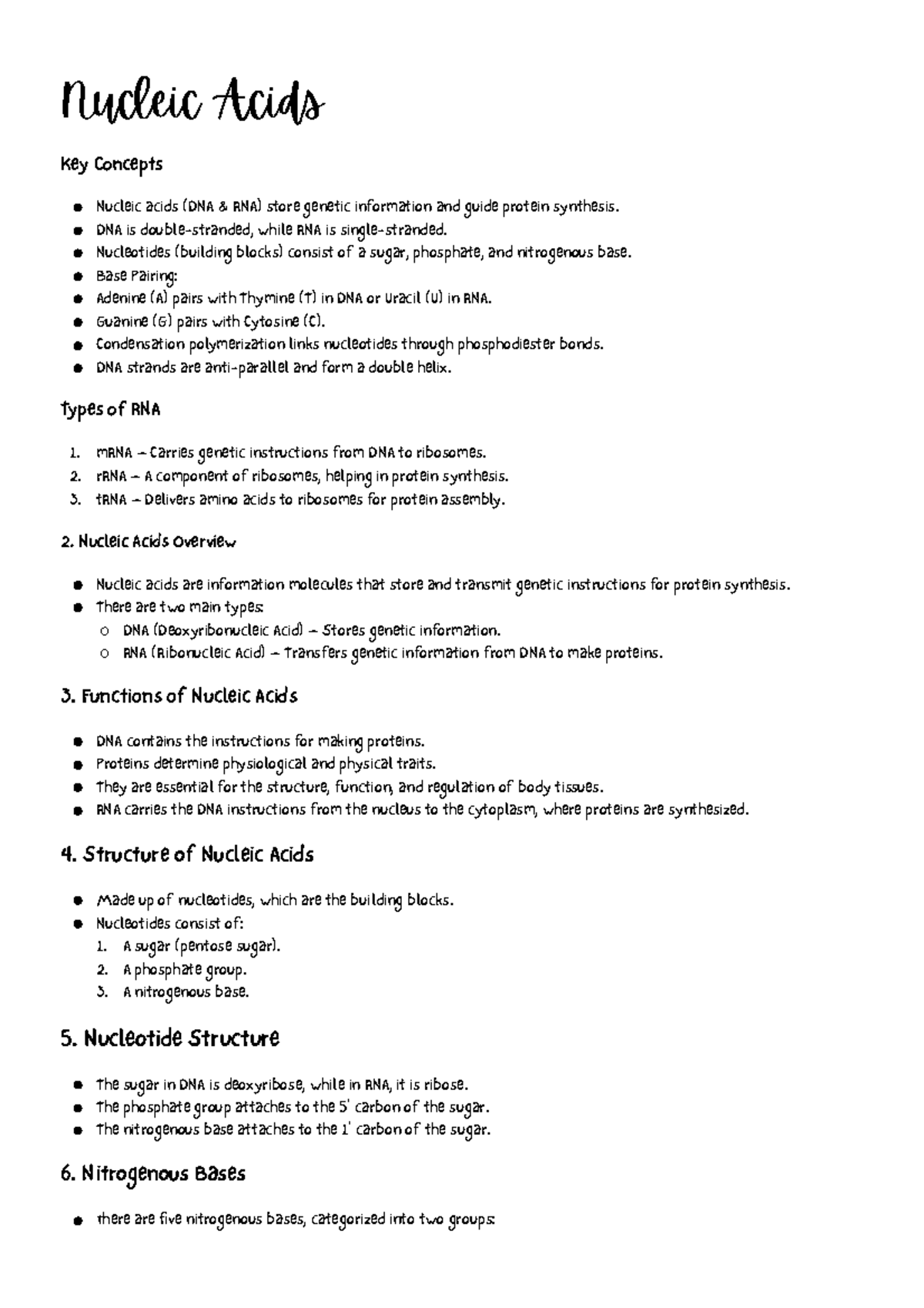 Biology Notes - VCE Unit 3 AOS 1: Nucleic Acids & Protein Synthesis ...