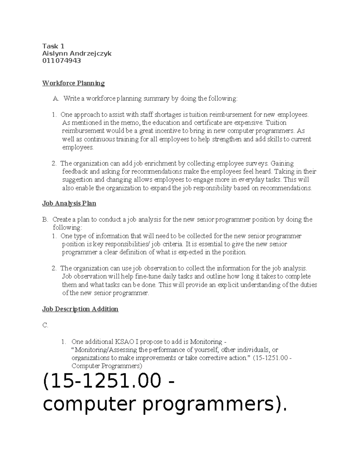 Task 1 - Task 1 for Talent Acquisition - D354 - Task 1 Aislynn ...
