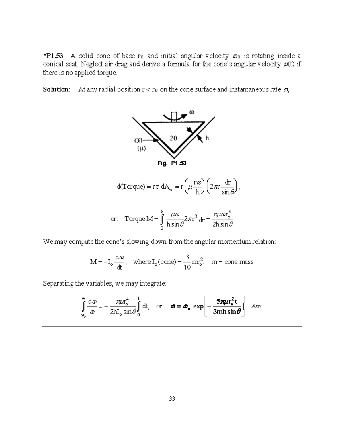 White Solutions Manual – Part 17: Angular Velocity of a Rotating Cone ...